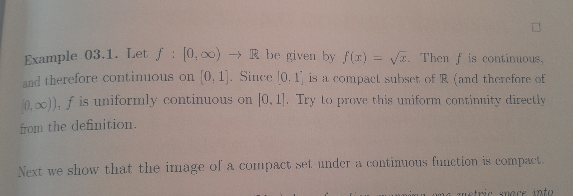 Example 03.1. ﻿Let f:[0,∞)→R ﻿be given by f(x)=x2. | Chegg.com