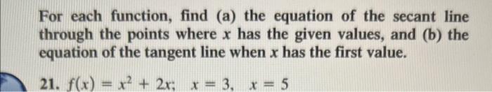 Solved For each function, find (a) the equation of the | Chegg.com