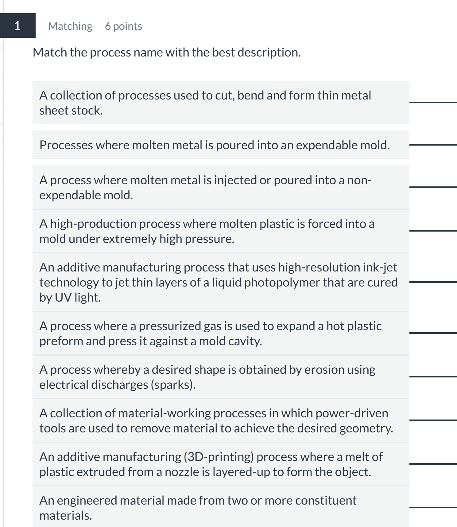Solved Match the process name with the best description.A | Chegg.com