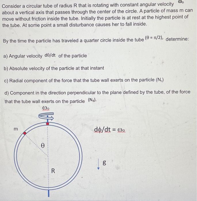 Solved Consider a circular tube of radius R that is rotating | Chegg.com