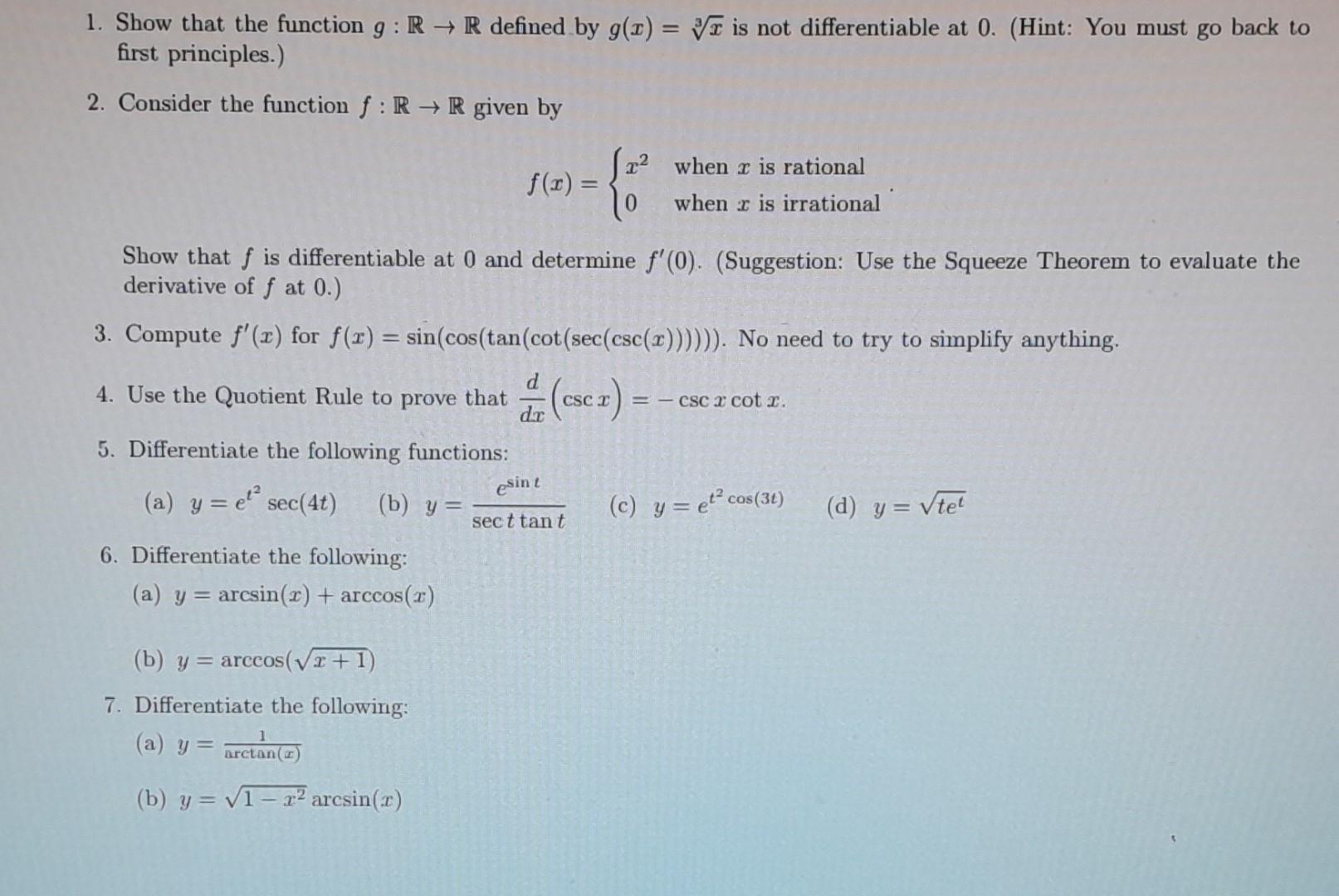 Solved 1. Show that the function g:R→R defined by g(x)=3x is | Chegg.com