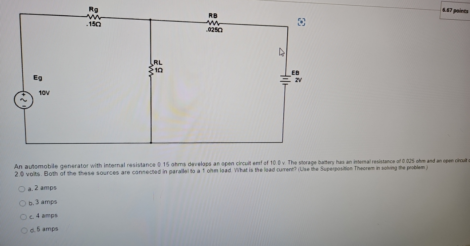 Solved An automobile generator with internal resistance | Chegg.com