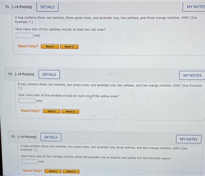 Solved A bag contains three red marbles, three green ones, | Chegg.com