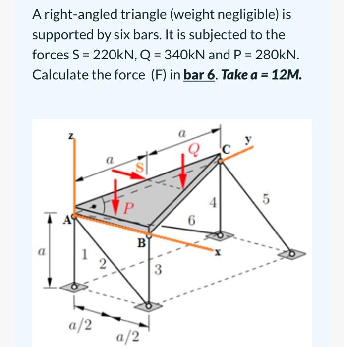 Solved A right-angled triangle (weight negligible) is | Chegg.com