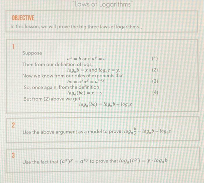 Solved OBJECTIVE In this lesson, we will prove the big three | Chegg.com