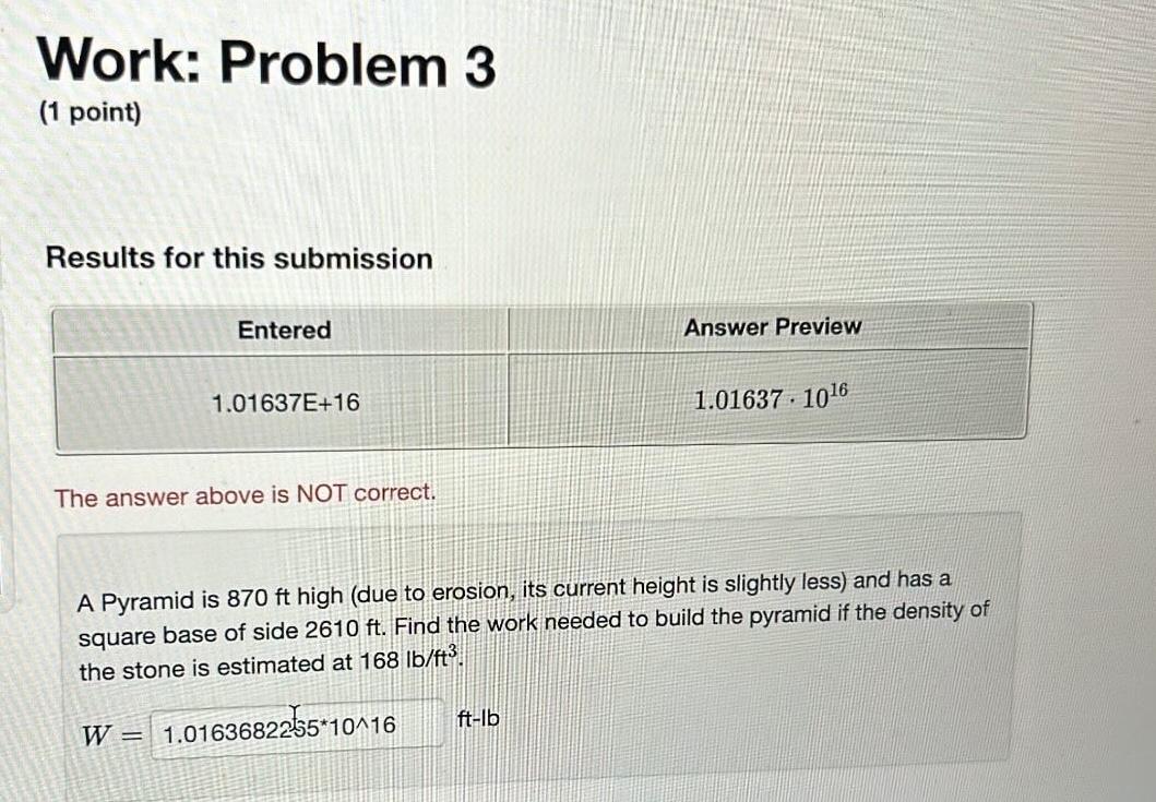 Solved Work: Problem 3(1 ﻿point)Results for this | Chegg.com