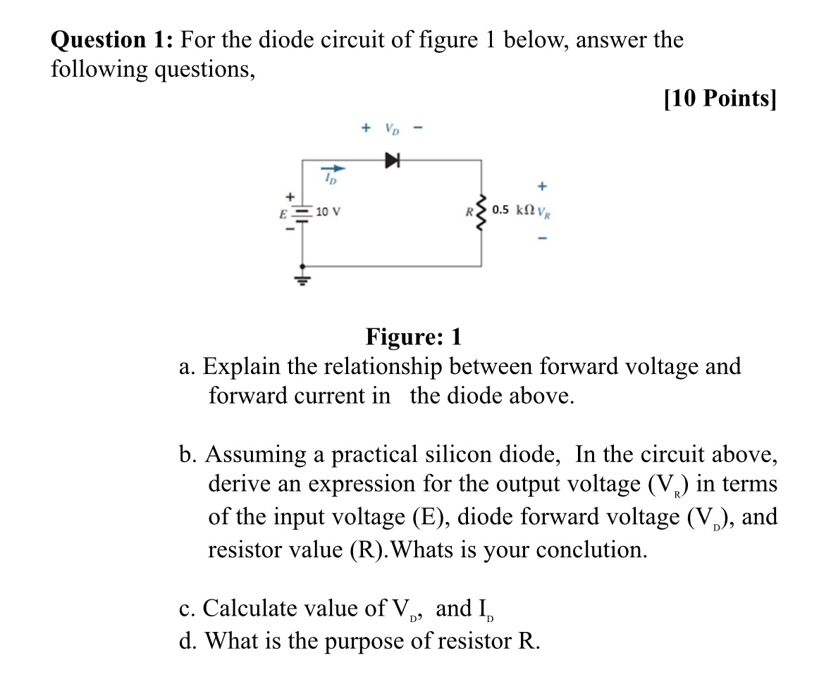 Solved Question 1: For the diode circuit of figure 1 ﻿below, | Chegg.com