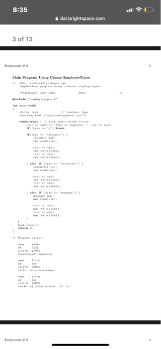 Solved 8:35 dal.brightspace.com Dalle University Depart of | Chegg.com