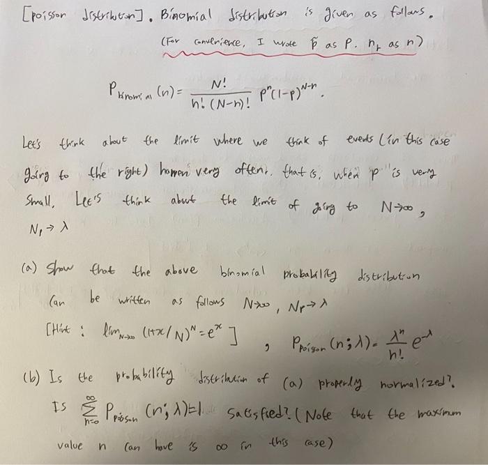 Solved [poisson distributon]. Binomial distribution is given | Chegg.com