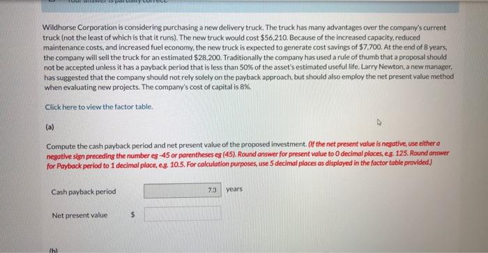Solved Wildhorse Corporation is considering purchasing a new | Chegg.com