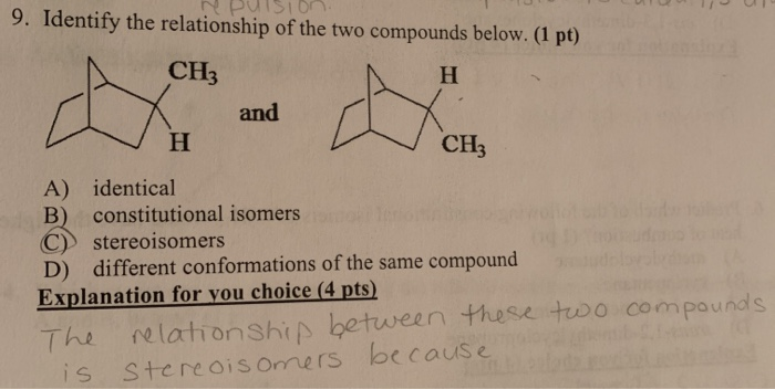 Solved 9. Identify the relationship of the two compounds | Chegg.com
