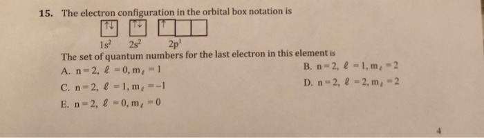 Solved 15. The electron configuration in the orbital box | Chegg.com