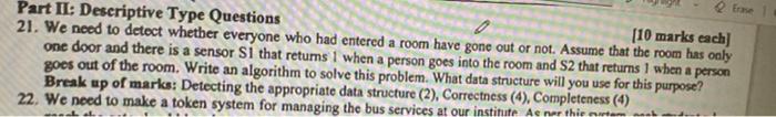 Solved Part II: Descriptive Type Questions [10 marks each] | Chegg.com