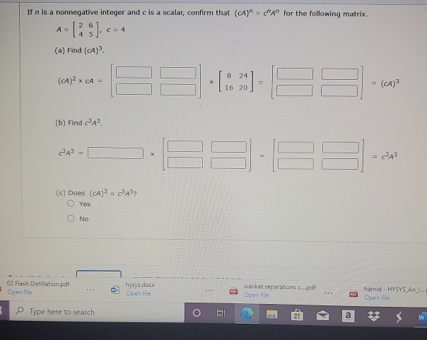 Solved If n is a nonnegative integer and c is a scalar, | Chegg.com