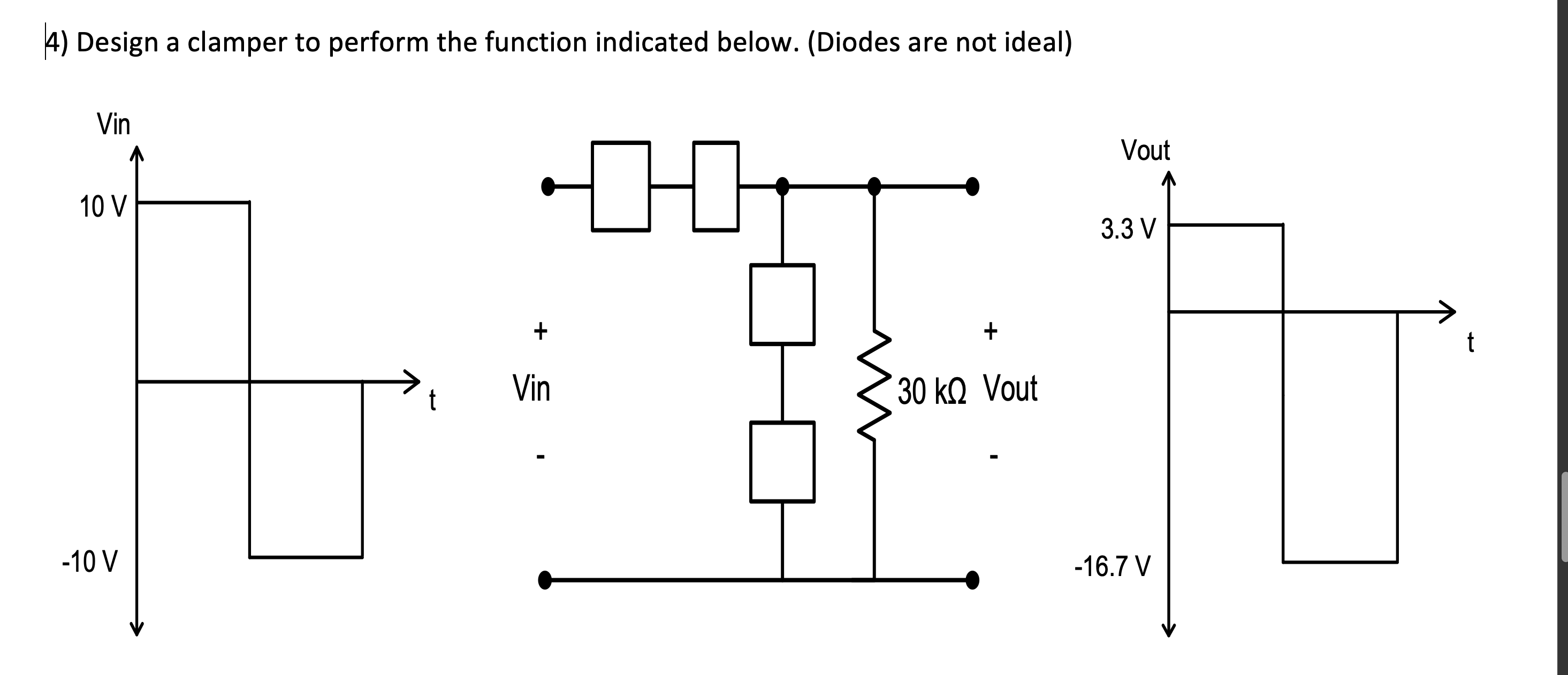 Solved Design a clamper to perform the function indicated | Chegg.com
