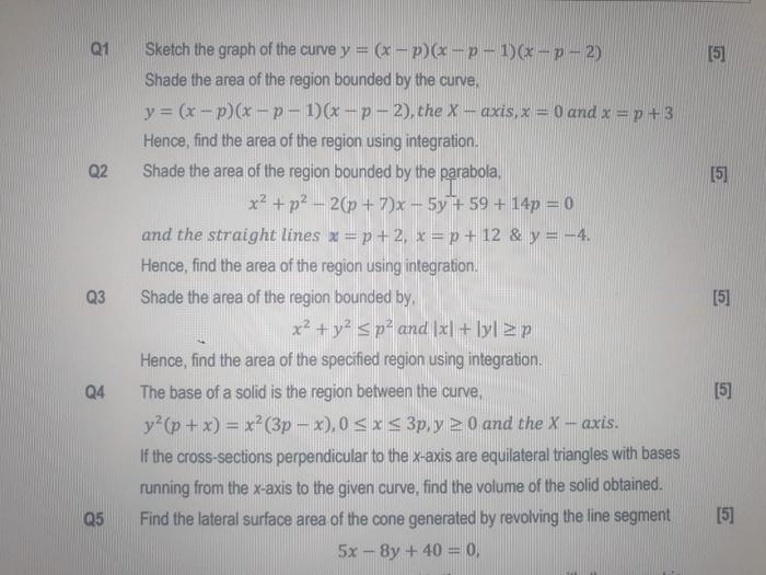 Solved Q1 [5] Q2 [5] Q3 Sketch the graph of the curve y = | Chegg.com