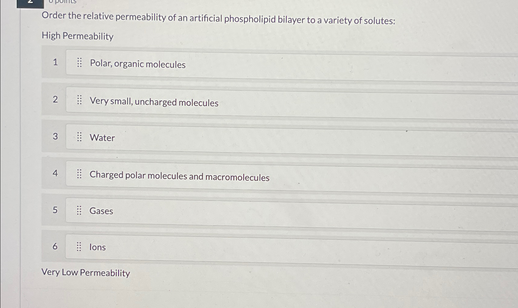 Solved Order the relative permeability of an artificial | Chegg.com