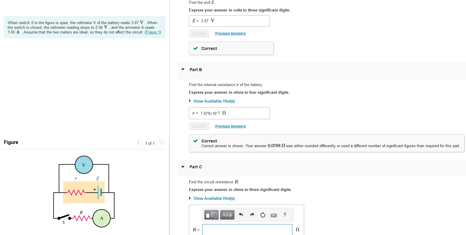 Solved Find the emf E.Express your answer in volts to three | Chegg.com