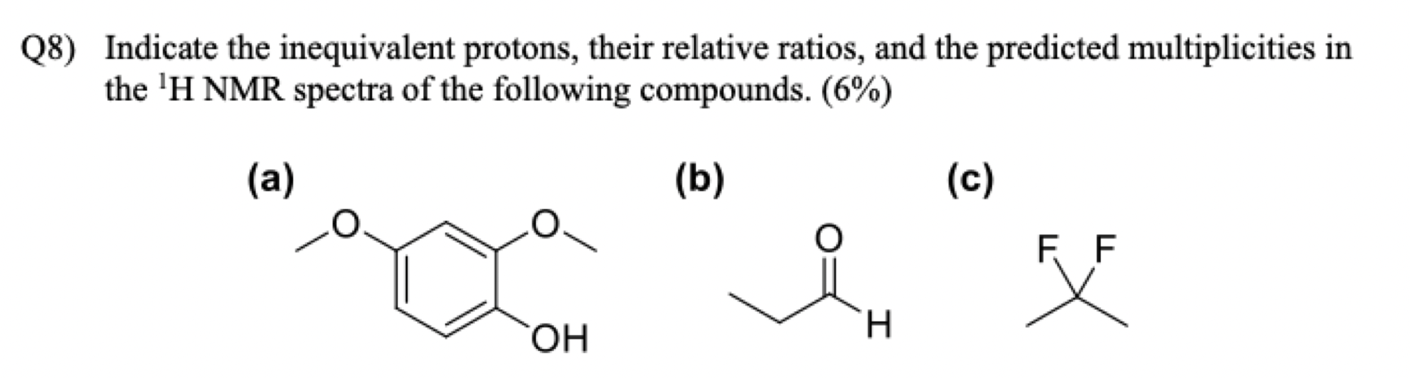 Solved Q8) ﻿Indicate the inequivalent protons, their | Chegg.com