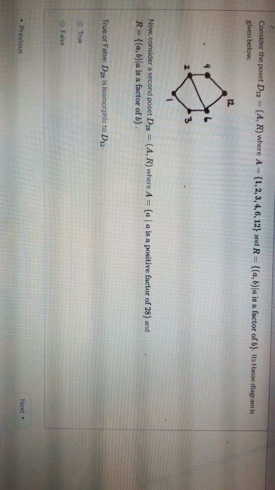 Solved Consider the poset D12 = (A, R) where A = {1, 2, 3, | Chegg.com