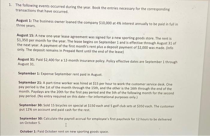 Solved The following events occurred during the year. Book | Chegg.com