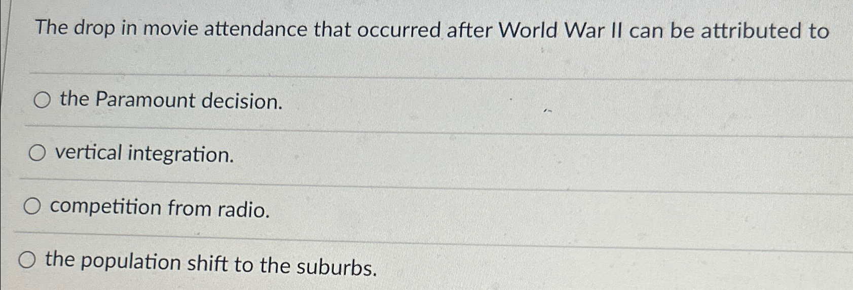 Solved The drop in movie attendance that occurred after | Chegg.com