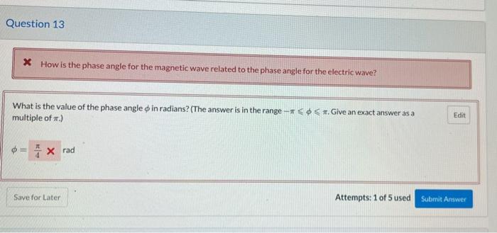 Solved A planar electromagnetic wave travels through free | Chegg.com