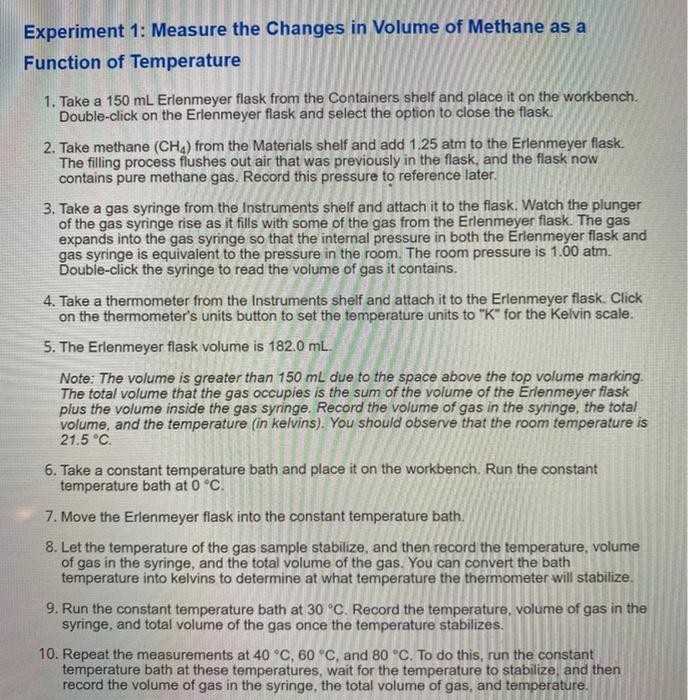 Experiment 1: Measure the Changes in Volume of | Chegg.com