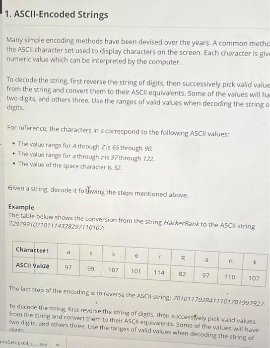 Solved 1 Ascii Encoded Strings Many Simple Encoding Methods 1618
