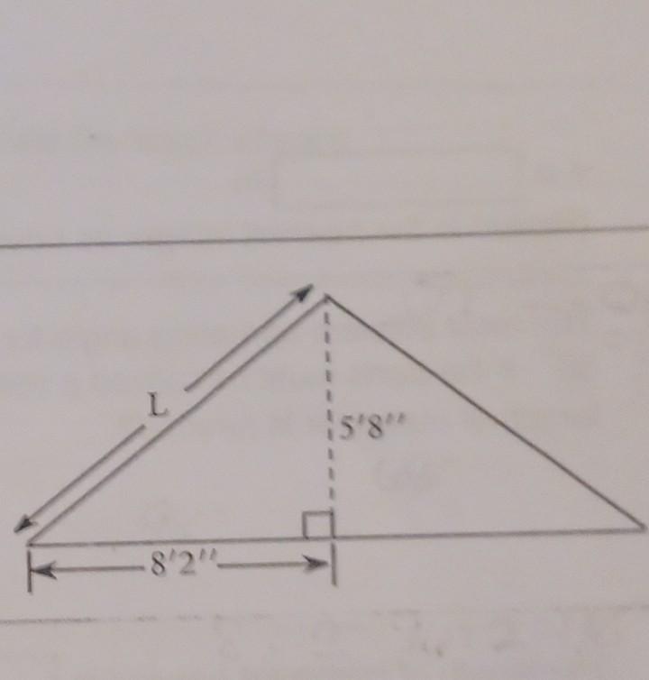 Solved L -8/2"- 1 5'8" find the length L of the rafter | Chegg.com