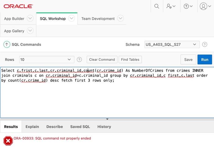Solved Need help correcting Sql Commands for following | Chegg.com