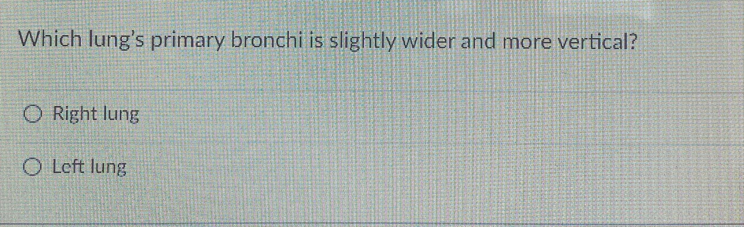 Solved Which lung's primary bronchi is slightly wider and | Chegg.com