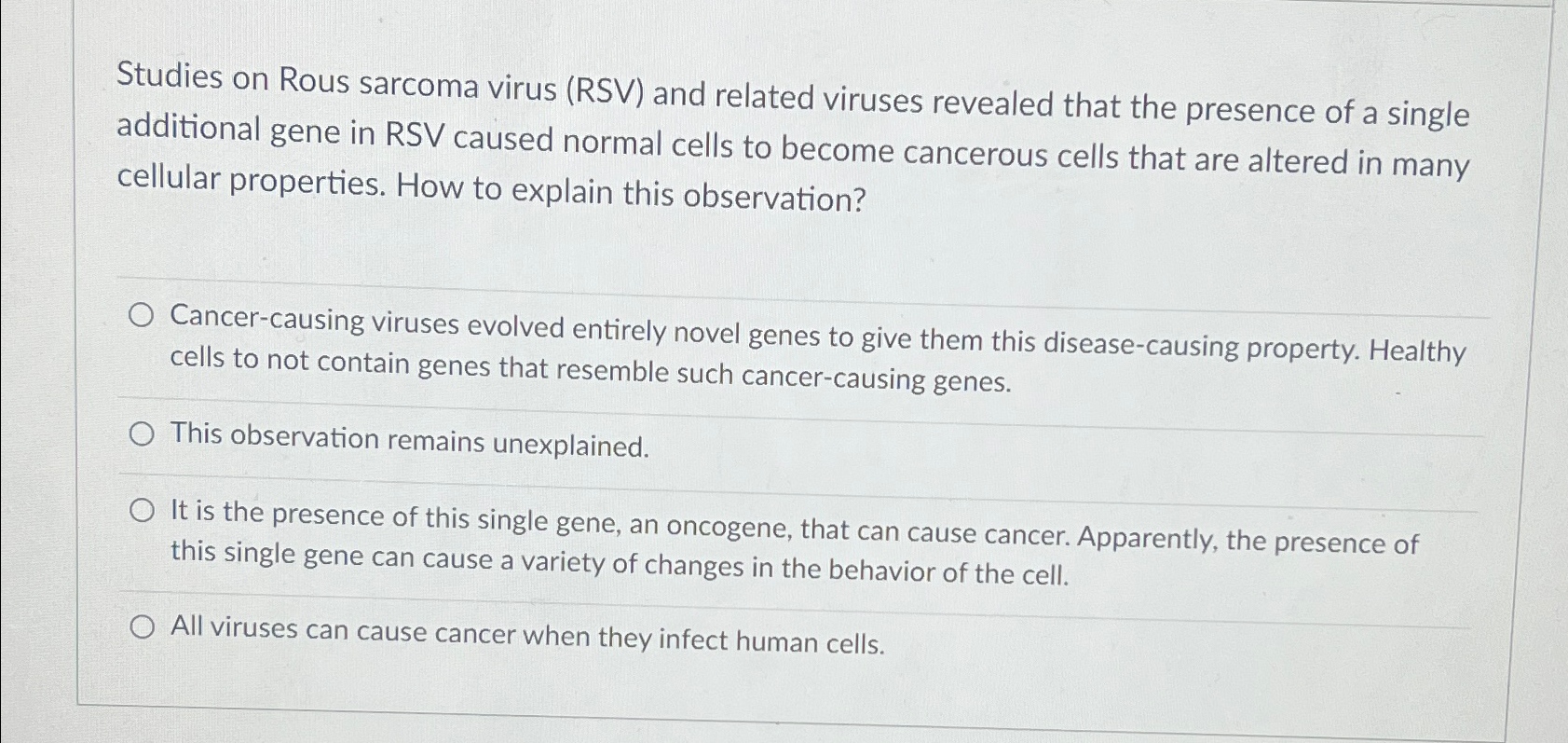 Solved Studies on Rous sarcoma virus (RSV) ﻿and related | Chegg.com