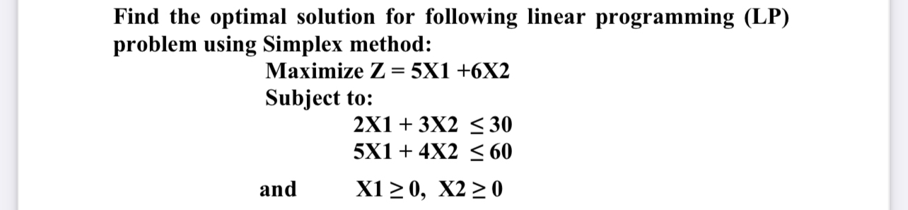 Solved Find The Optimal Solution For Following Linear 