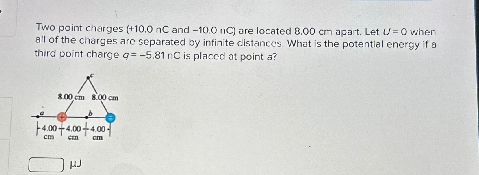 Solved Two point charges and -10.0nC ) are located 8.00cm | Chegg.com