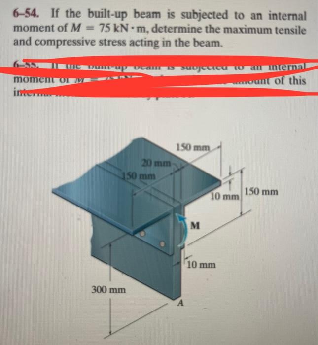 Solved 6-54. If the built-up beam is subjected to an | Chegg.com