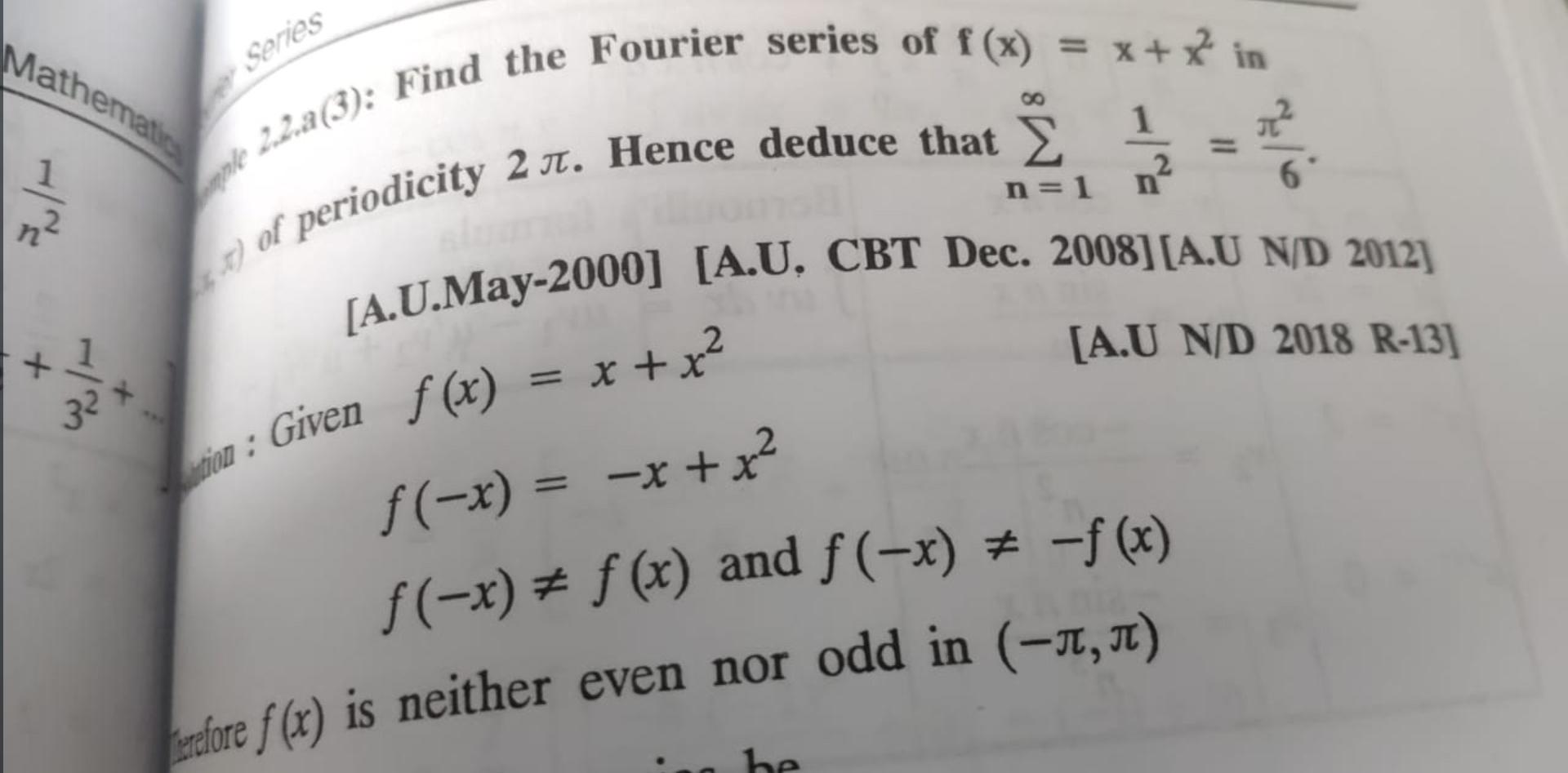 Solved Find the Fourier series of f(x)=x+x2 in of | Chegg.com