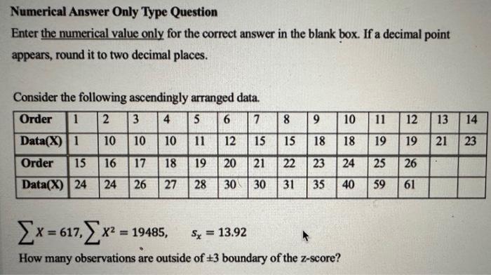 Solved Numerical Answer Only Type Question Enter The 