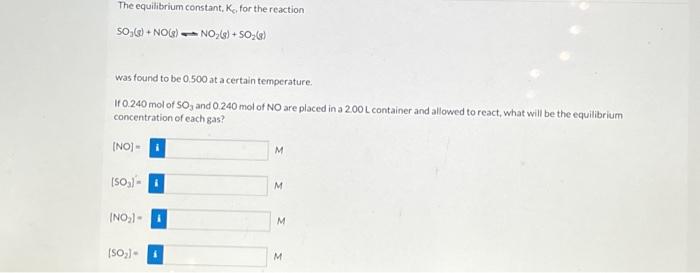 Solved The equilibrium constant, Kc, for the reaction SO3(g) | Chegg.com