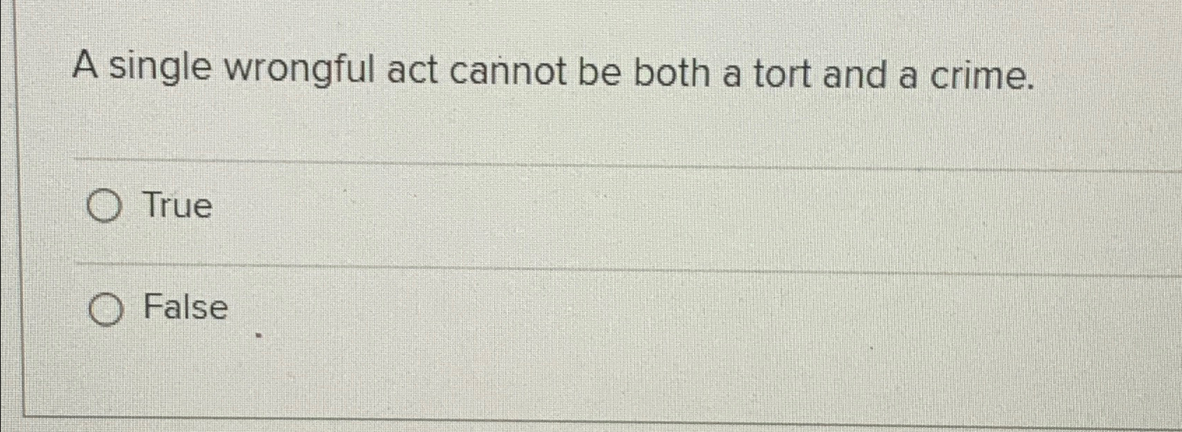 Solved A single wrongful act cannot be both a tort and a | Chegg.com