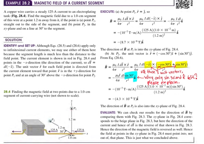 Solved EXAMPLE 28.2 MAGNETIC FIELD OF A CURRENT SEGMENT A | Chegg.com
