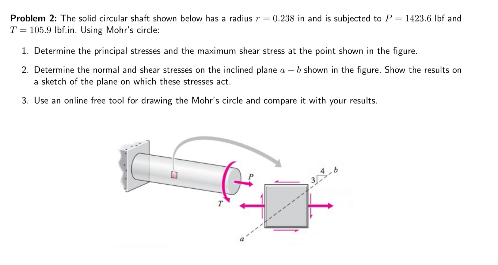 Solved Problem 2: The solid circular shaft shown below has a | Chegg.com