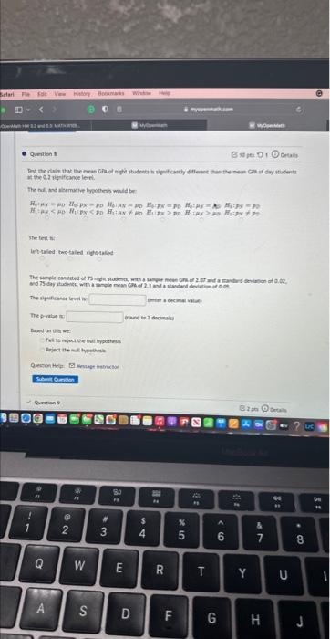 art the 8.2 rigeificance levt. the nall and alemathe | Chegg.com