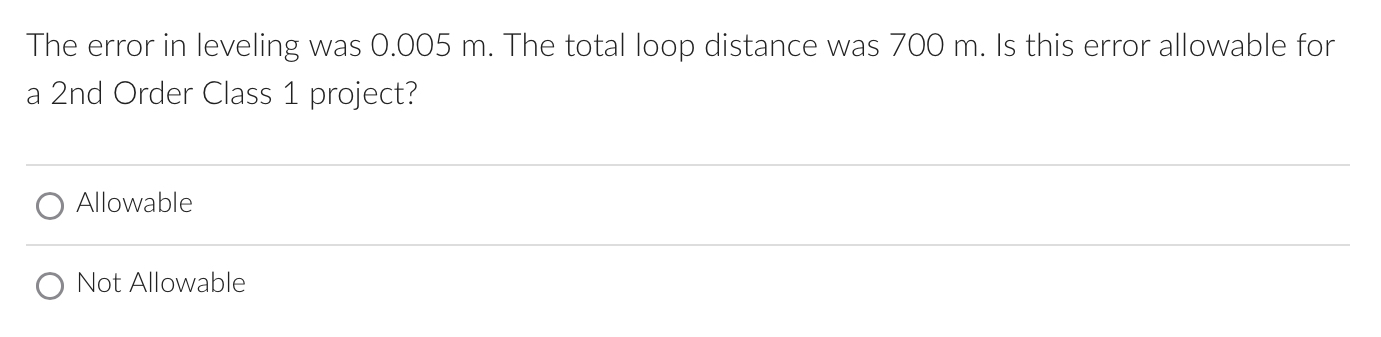 Solved The error in leveling was 0.005 ﻿m. ﻿The total loop | Chegg.com