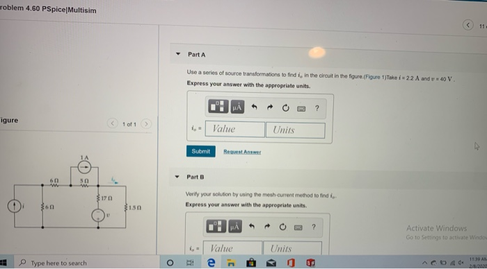 Solved roblem 4.60 PSpice|Multisim Part A Use a series of | Chegg.com