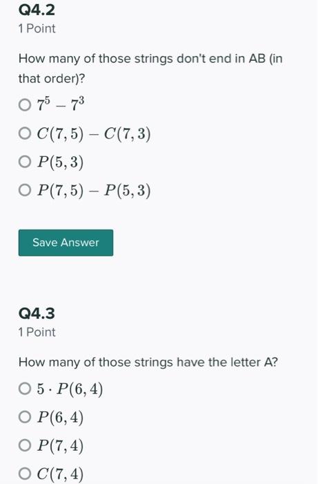 Solved Q4 3 Points This question asks about strings of | Chegg.com
