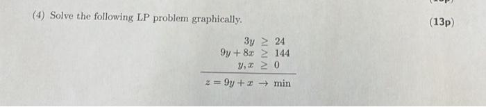 Solved (4) Solve the following LP problem graphically. 3y 24 | Chegg.com