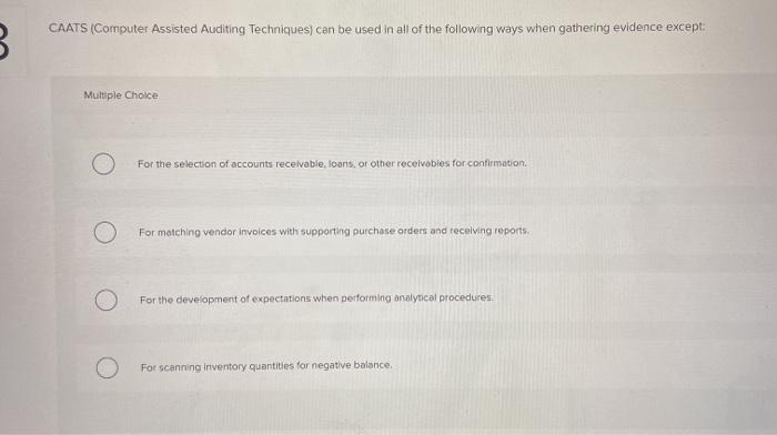 Solved Caats Computer Assisted Auditing Techniques Can Be