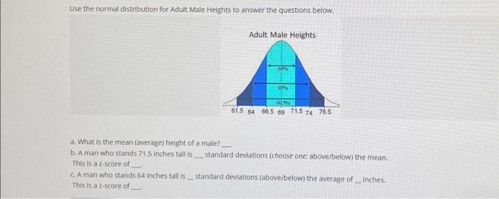 Solved Use the normal distribution for Adult Male Heights to | Chegg.com