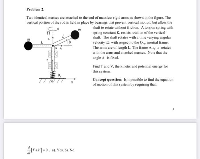 Solved m Problem 2: Two identical masses are attached to the | Chegg.com